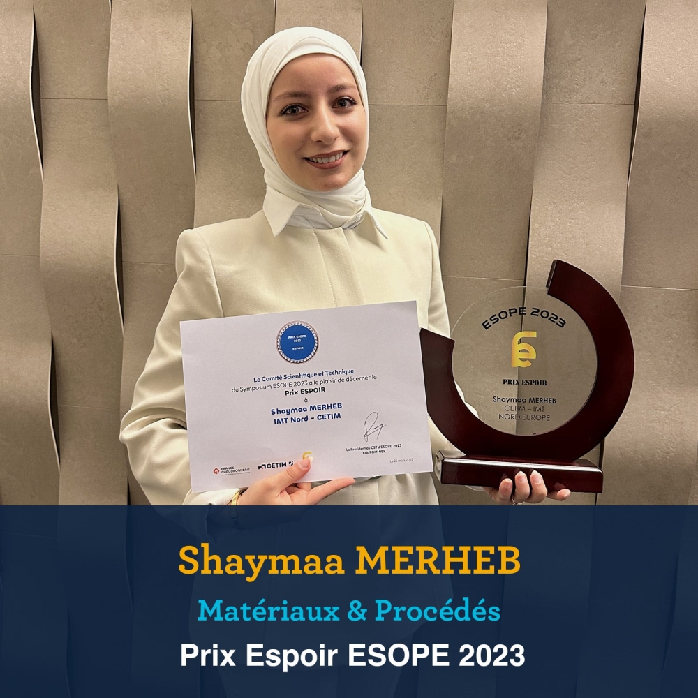 Félicitations à Shaymaa MERHEB, lauréate du Prix ESPOIR ESOPE 2023